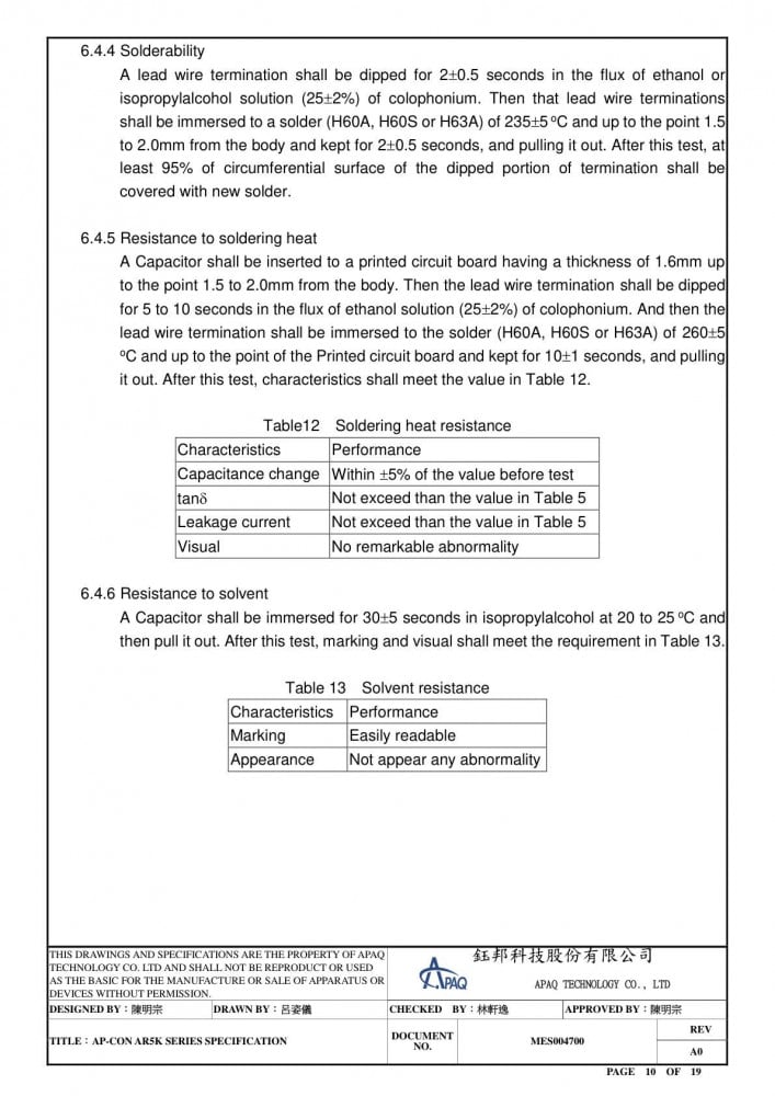 APAQ AR5K specification page 10
