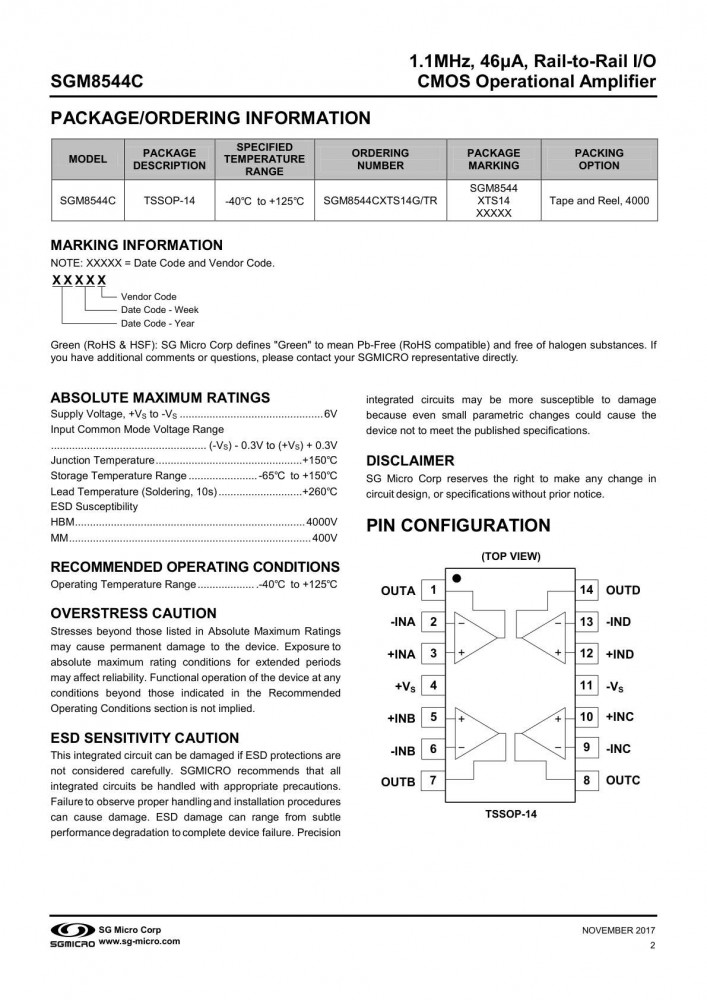 SGM8544C datasheet page 2