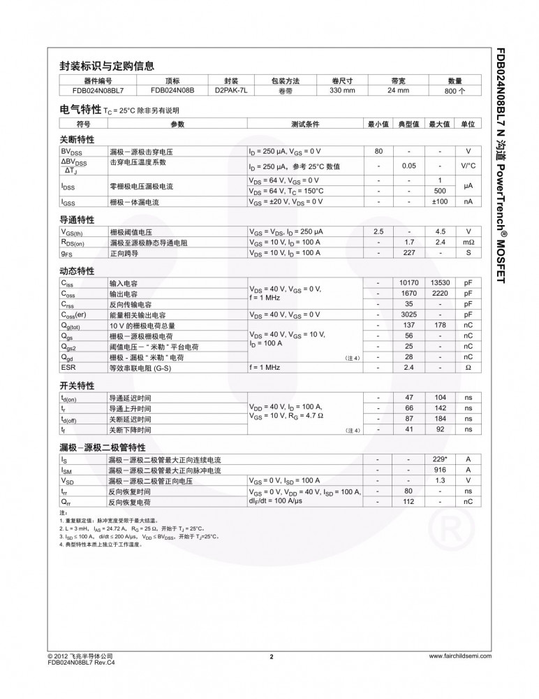 FDB024N08BL7 datasheet page 3