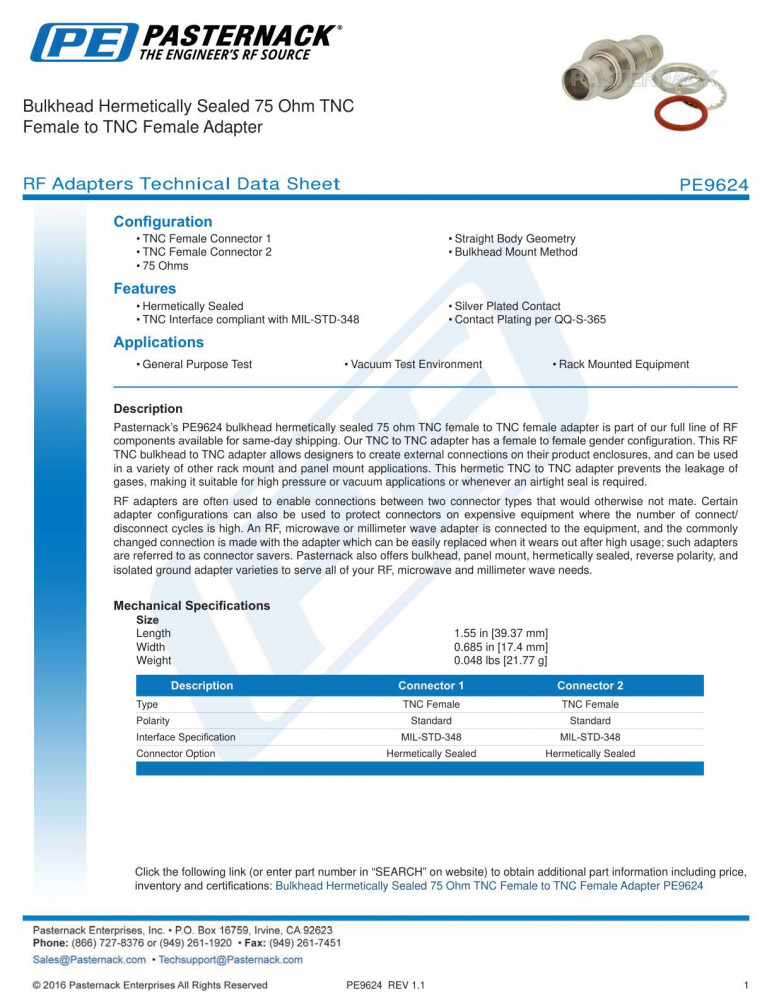PE9624 technical document page 1