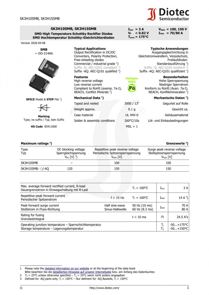 SK3H15SMB technical document page 1