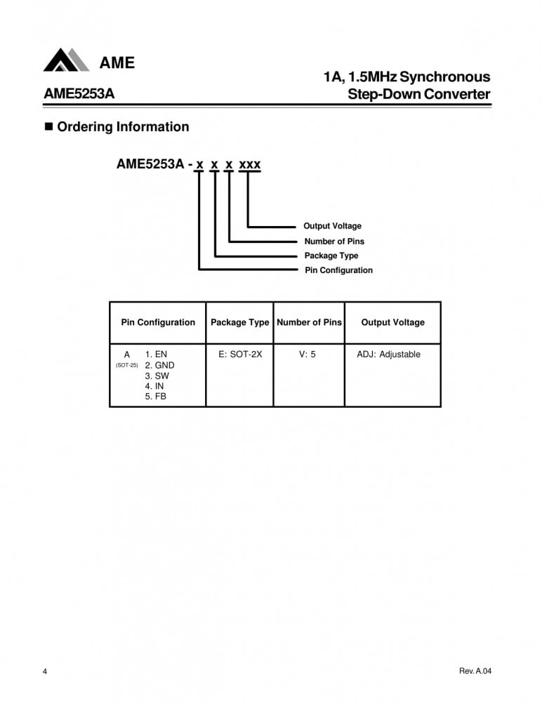 AME5253A-AEVADJ datasheet page 4