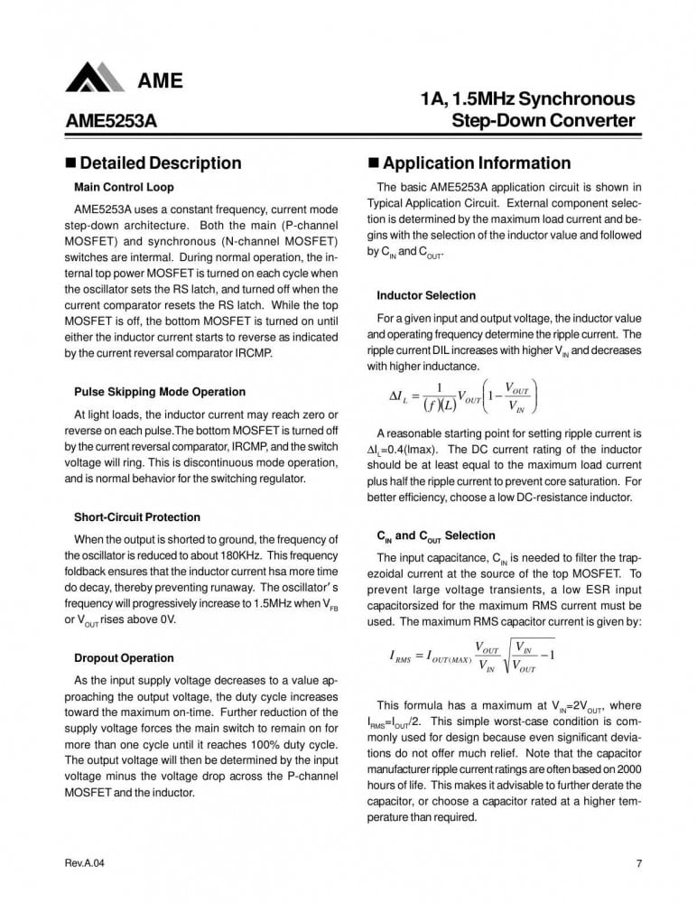 AME5253A-AEVADJ datasheet page 7