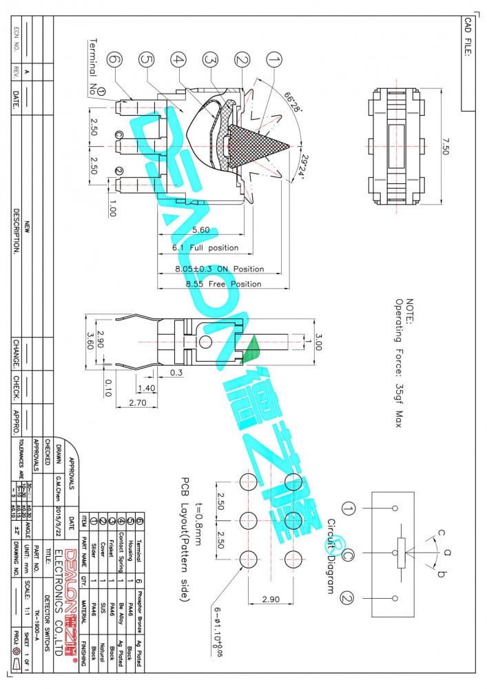 DEALON TK-1900-A technical document page