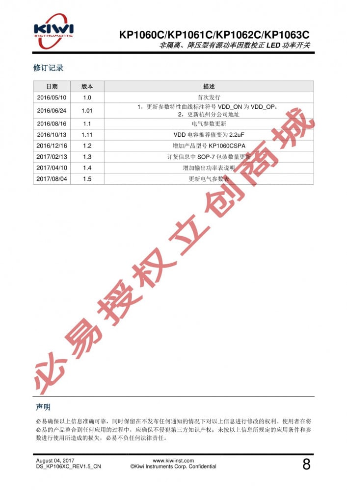 KP1063CSPA datasheet page 8
