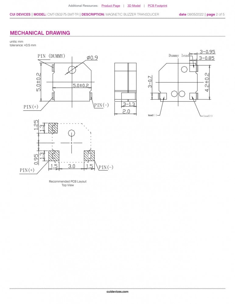 CMT-0502-75-SMT-TR datasheet page 2
