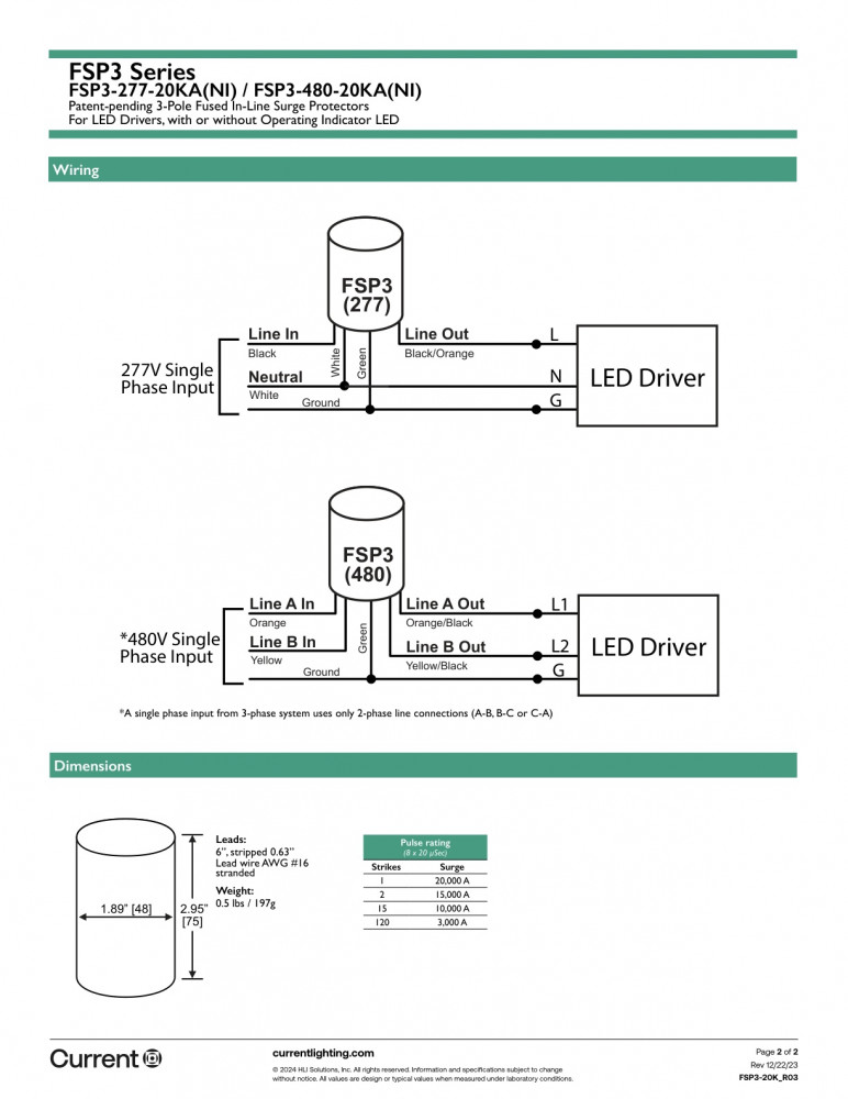 FSP3 surge protector document page 2