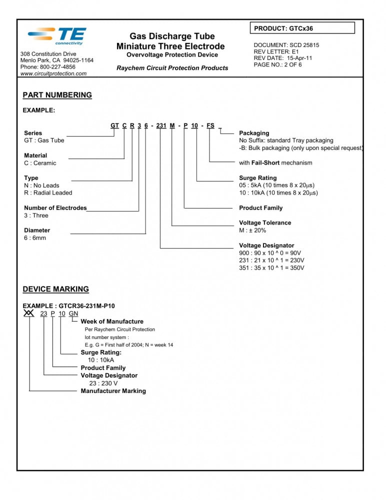 GTCR36 series datasheet page 2