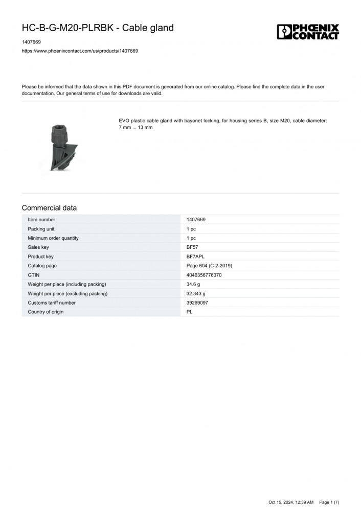 Phoenix Contact 1407669 product document page 1