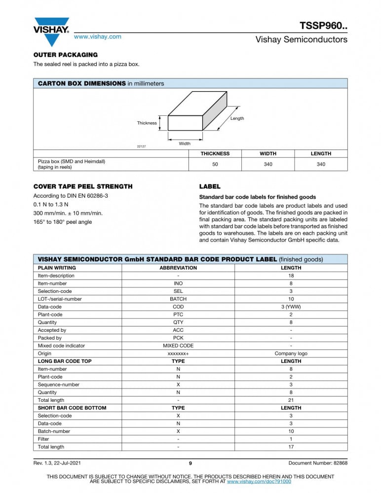 TSSP96038TR datasheet page 9
