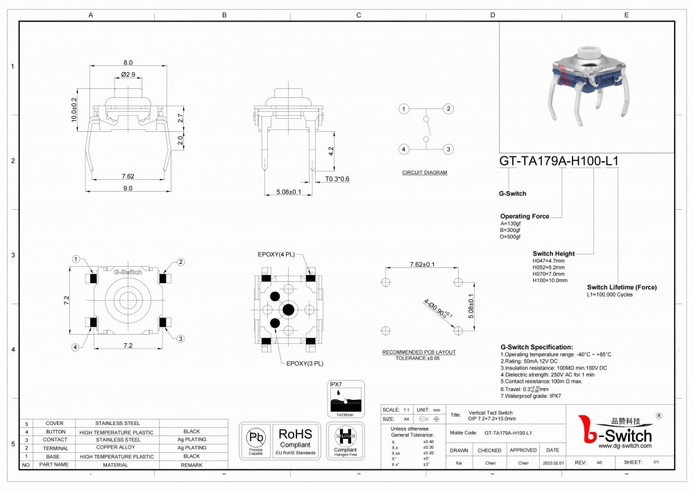 GT-TA179A-H100-L1 technical document page