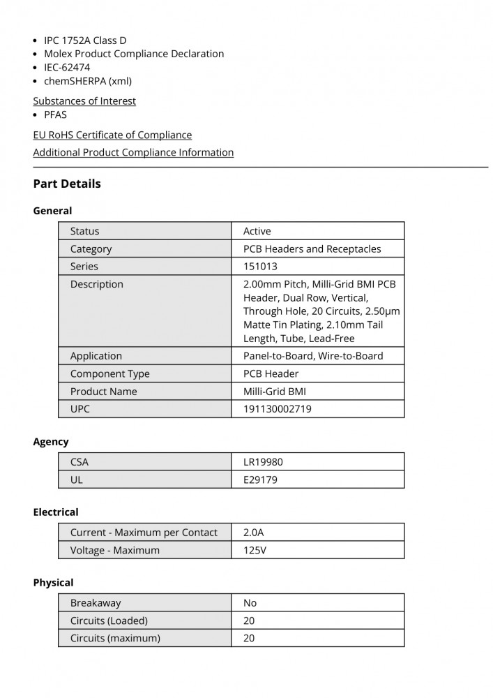 MOLEX product specification page 2