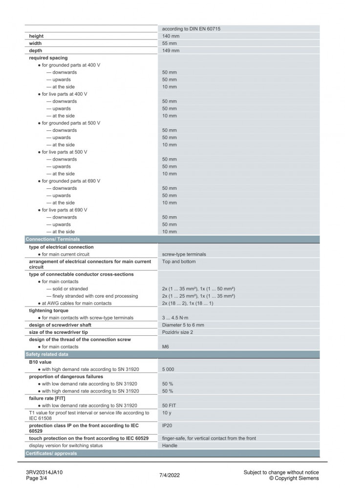 3RV20314JA10 technical document page 3