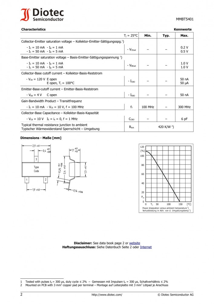 DIOTEC MMBT5401-AQ datasheet page 2