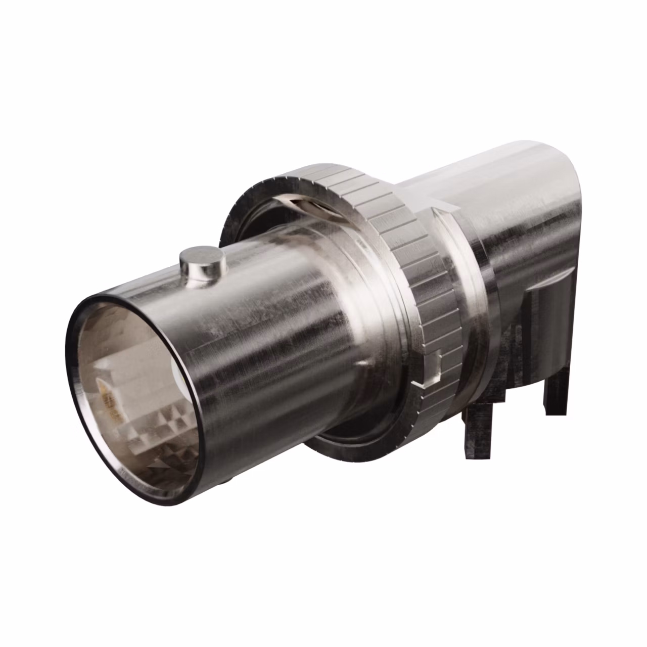 BNC Jack, Right-Angle, Bulkhead Receptacle, PCB, Die Cast Body, Tin (Sn) Plated, with Jam Nut, 75 Ohms for sale