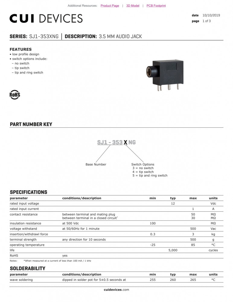 SJ1-3535NG-PI datasheet page 1