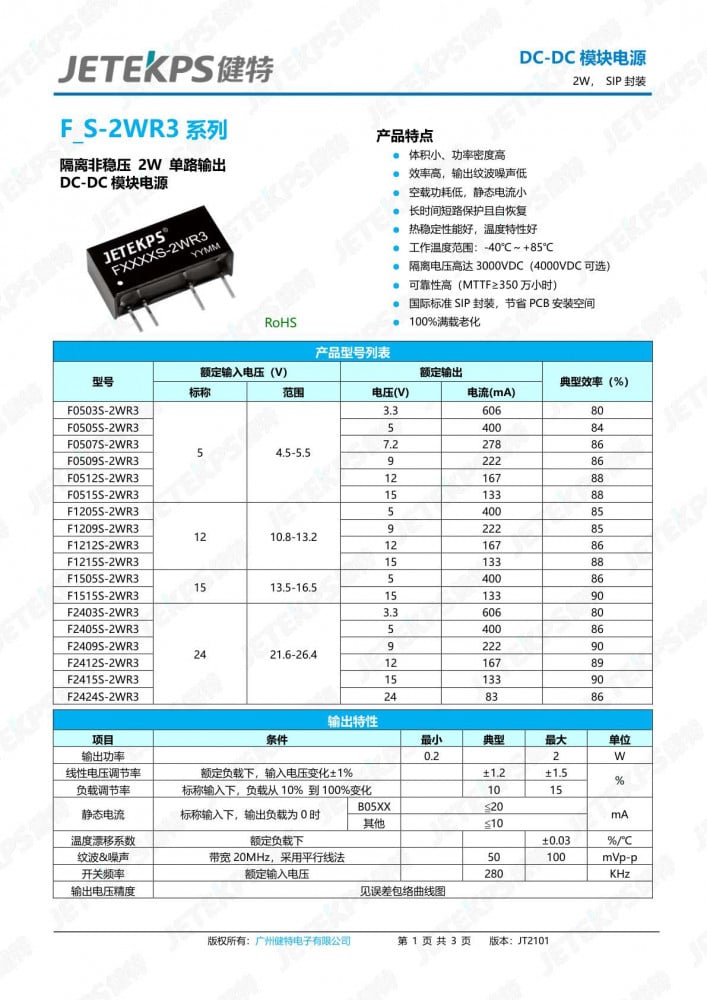 F1215S-2WR3 datasheet page 1