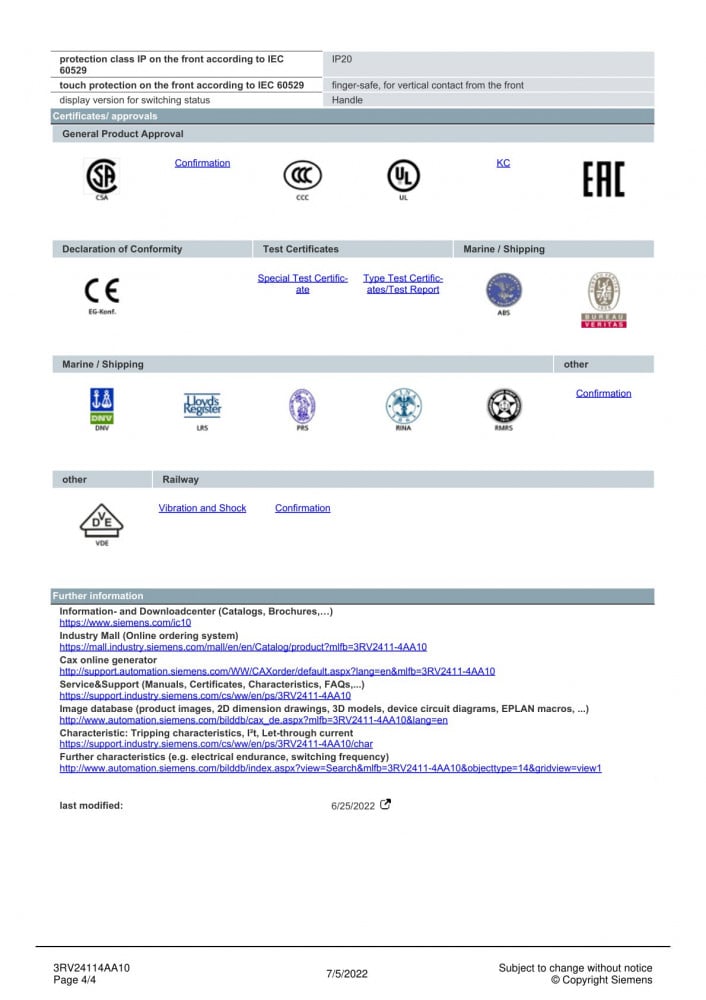 3RV24114AA10 datasheet page 4