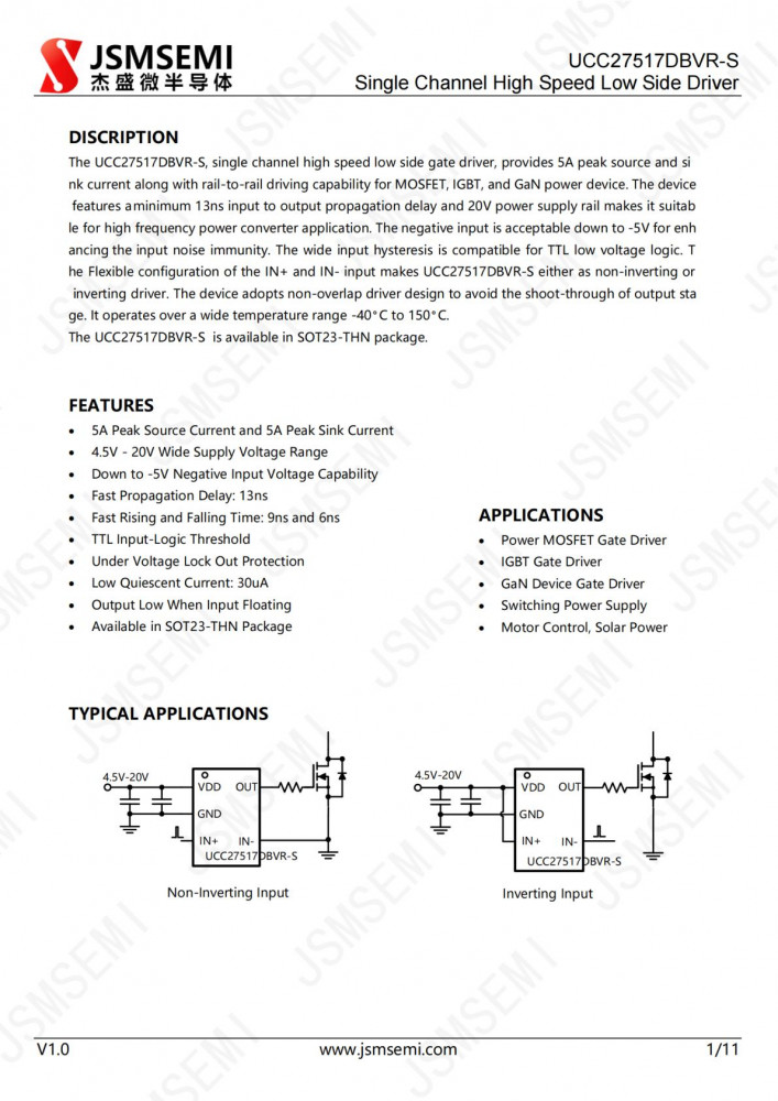 UCC27517DBVR-S-JSM datasheet page 1