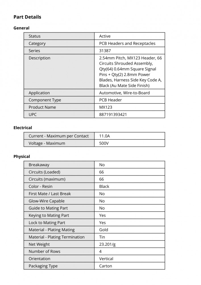 MOLEX 313878001 product document, page 2