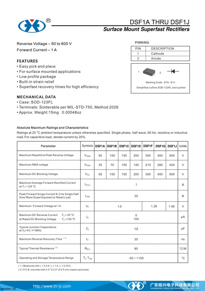 DSF1J datasheet page 1