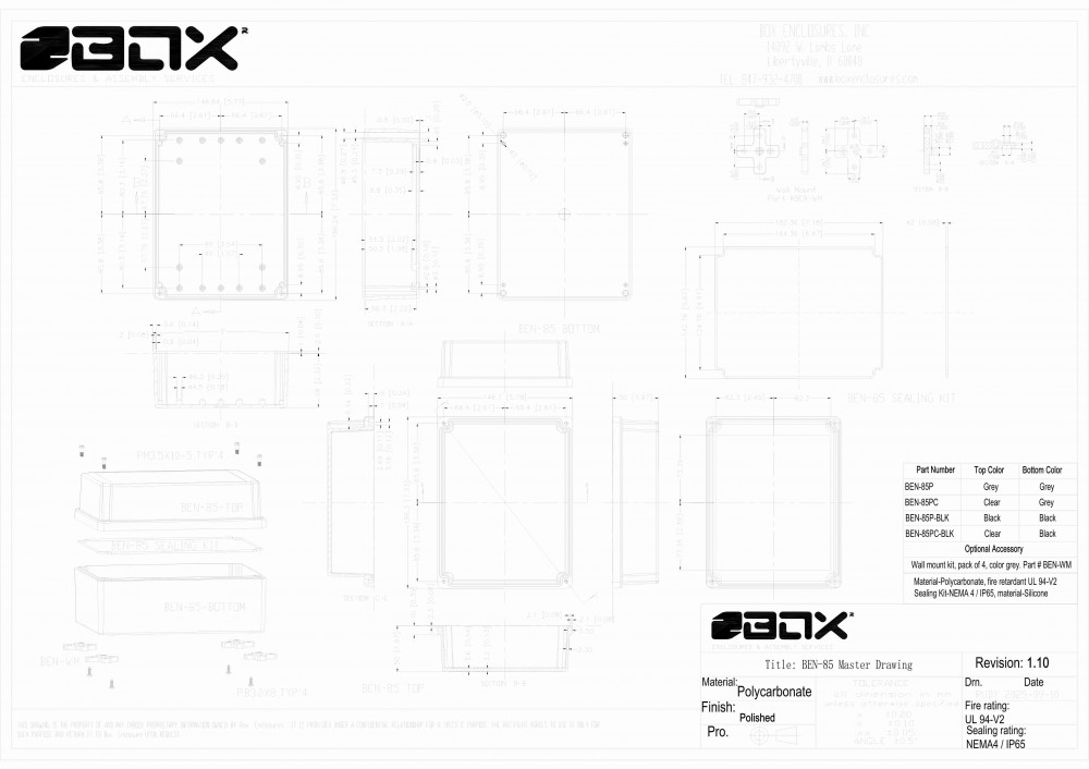 BEN-85 master drawing and enclosure documentation