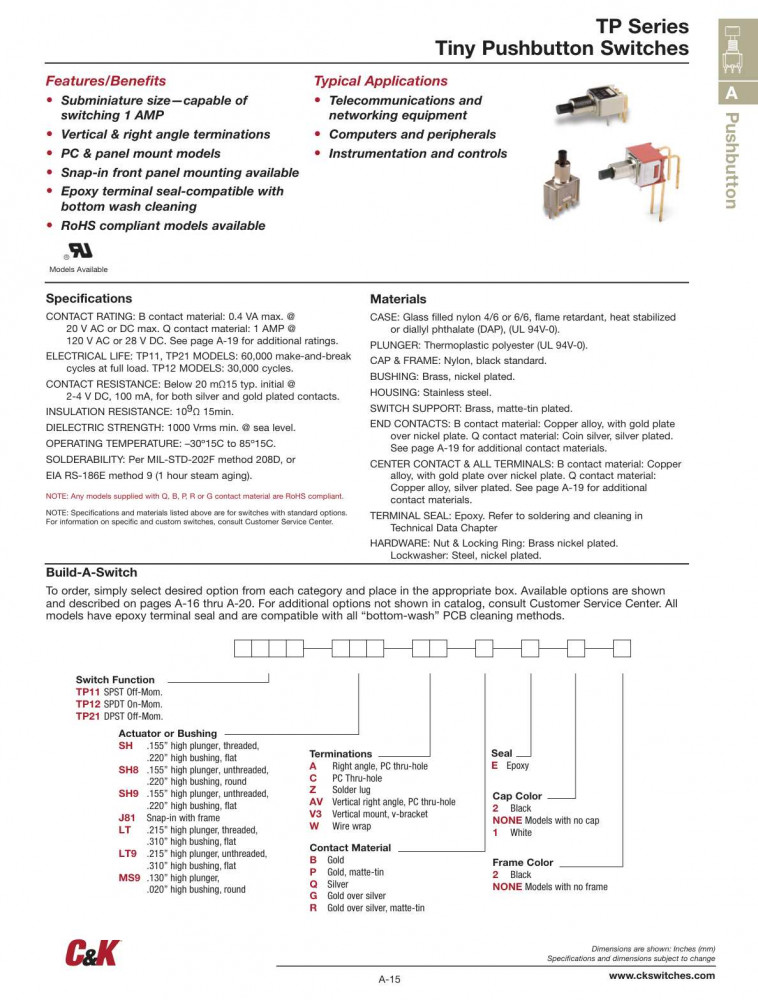 C&K TP series technical document page 1