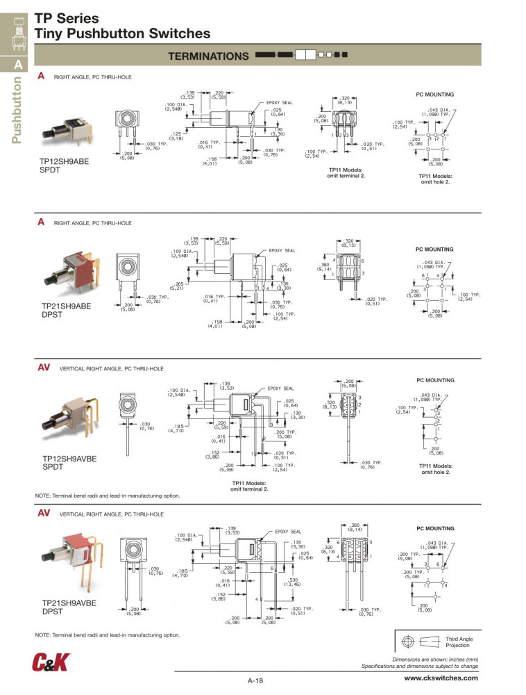 C&K TP series technical document page 4