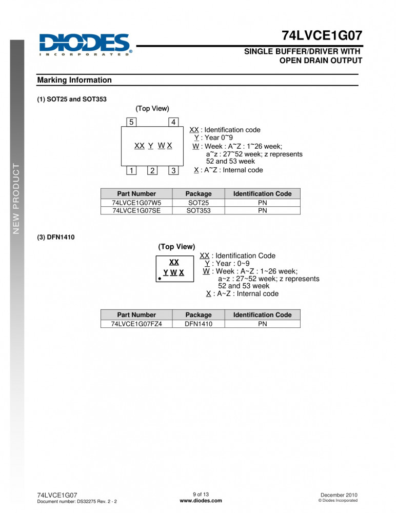 74LVCE1G07W5-7 datasheet page 9