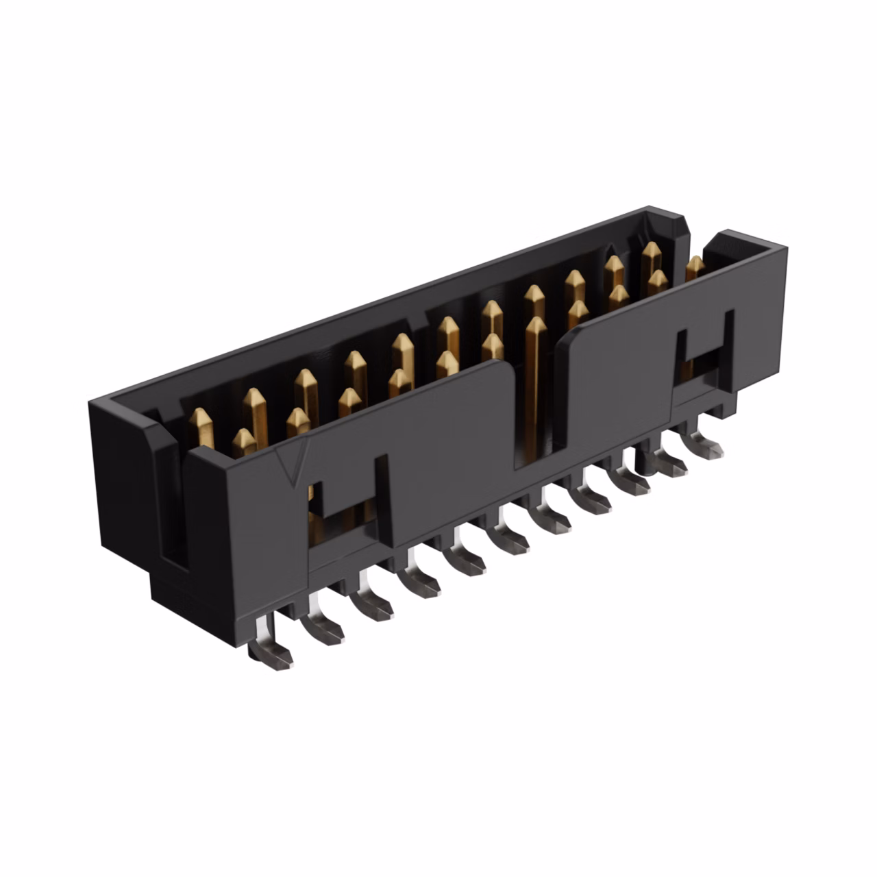 2.00mm Pitch, Milli-Grid PCB Header, Dual Row, Vertical, Surface Mount, Shrouded, 50 Circuits, 0.05µm Gold (Au) Plating, Dual Side Slots, Dual Friction Locks, Center Polarization, with Pegs, Tube