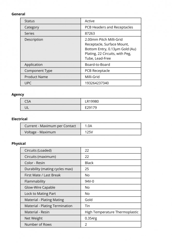 Molex 872632226 technical document image, page 2