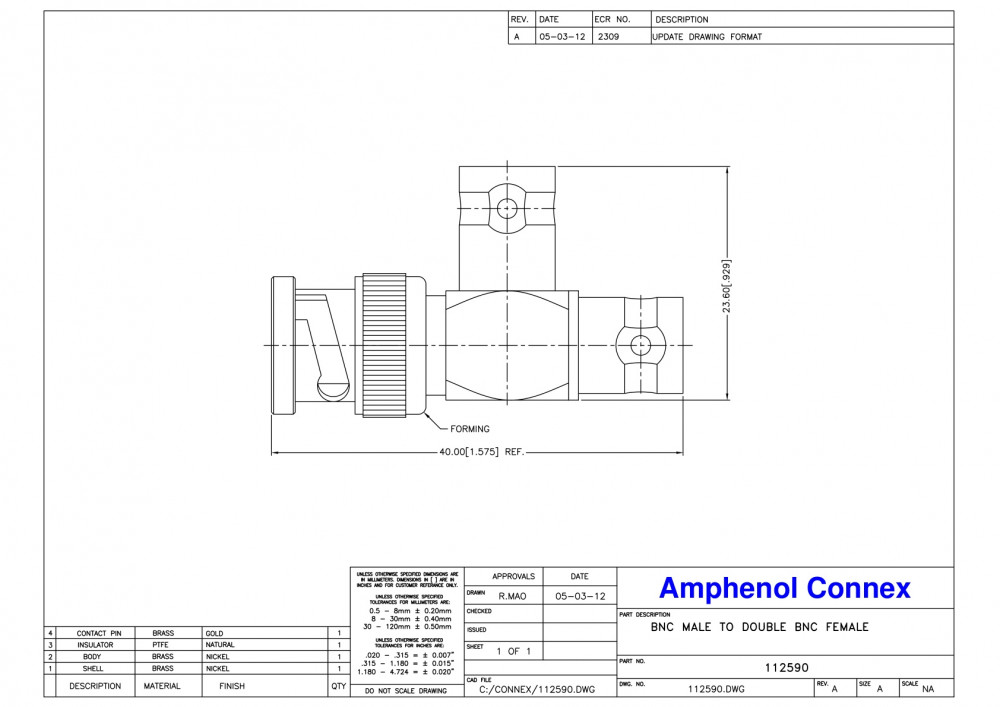 Amphenol 112590 technical drawing
