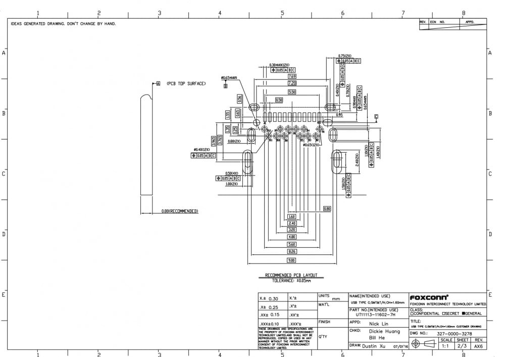 FOXCONN UT11113-11602-7H customer drawing page 2
