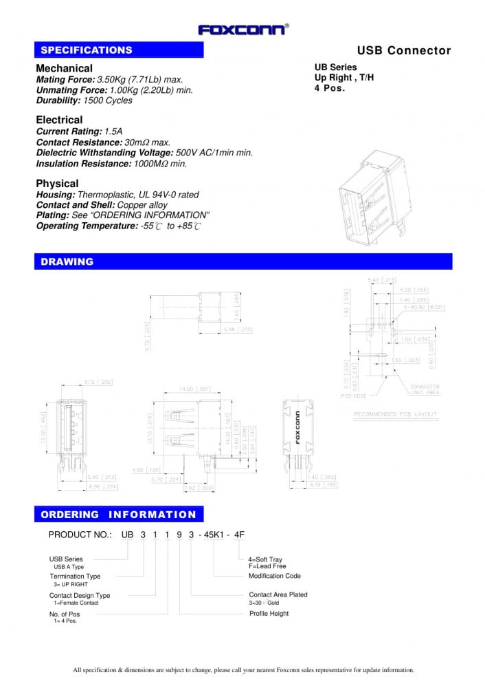 FOXCONN UB31193-45K1-4F technical document preview