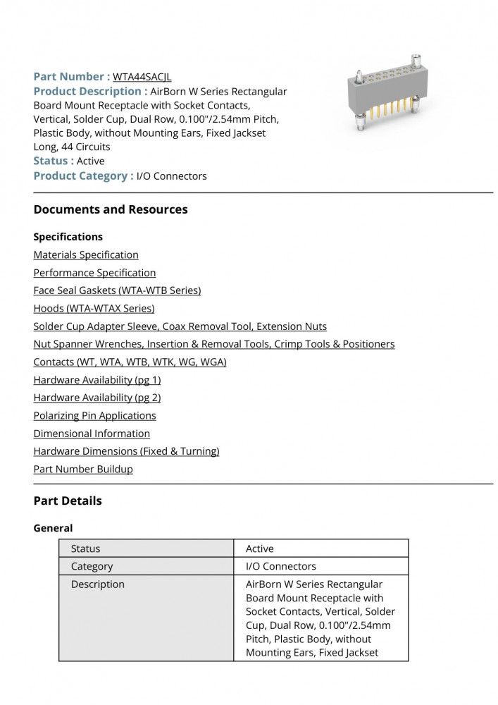 WTA44SACJL technical document page 1