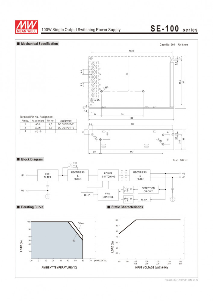 SE-100 specification sheet page 2