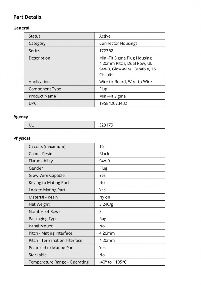 MOLEX 1727621016 technical document page 2