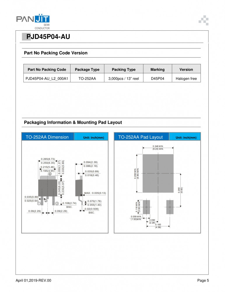 PJD45P04-AU datasheet page 5