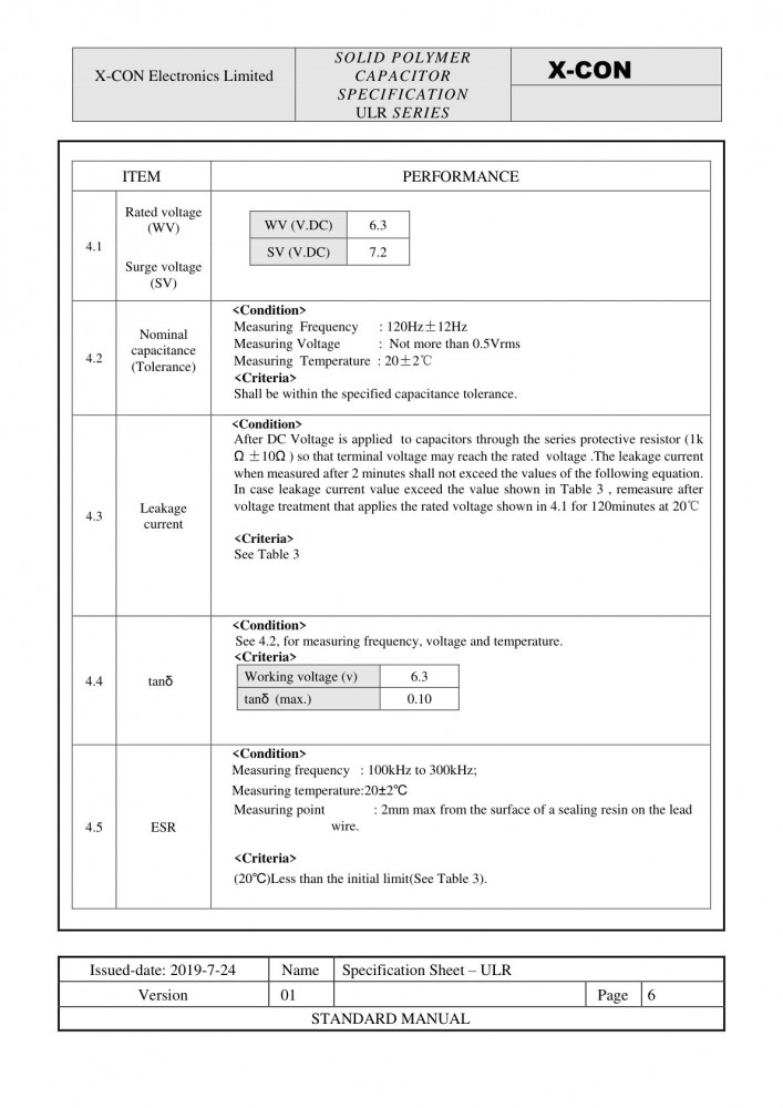 ULR specification sheet page 7