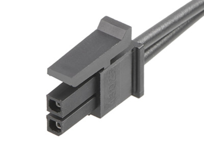 Micro-Fit 3.0 Male-to-Pigtail Off-the-Shelf (OTS) Cable Assembly, Single Row, 600.00mm Length, Gold (Au) Plating, 2 Circuits, Black