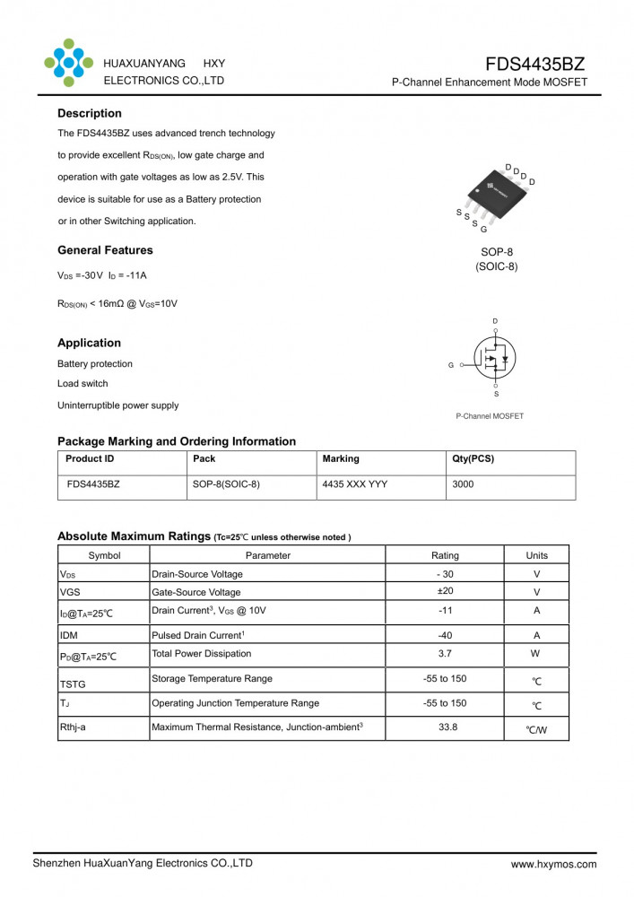 FDS4435BZ datasheet page 1