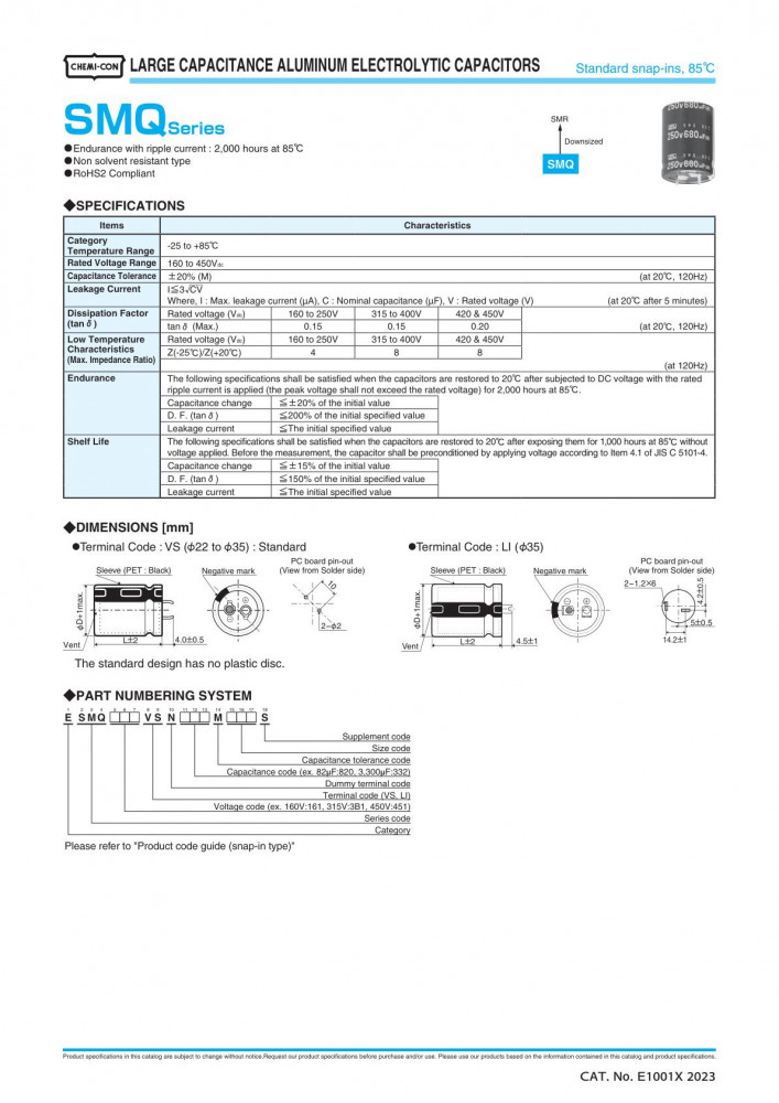 NCC SMQ series technical document, page 1
