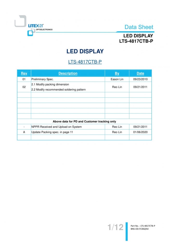 LTS-4817CTB-P datasheet page 2