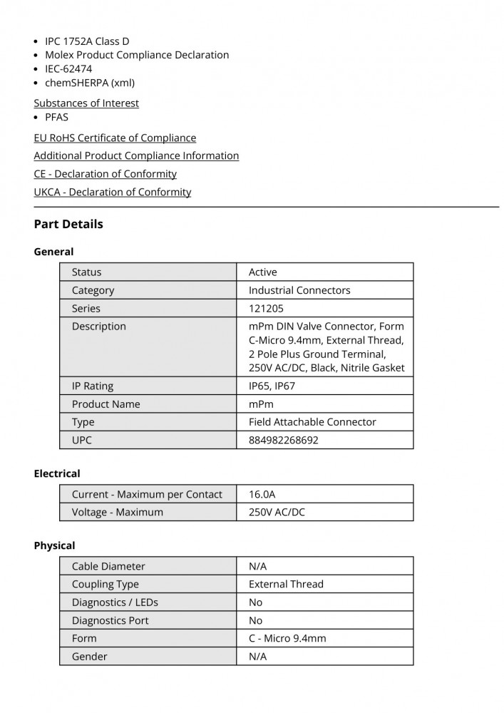 DIN valve connector specification preview, page 2