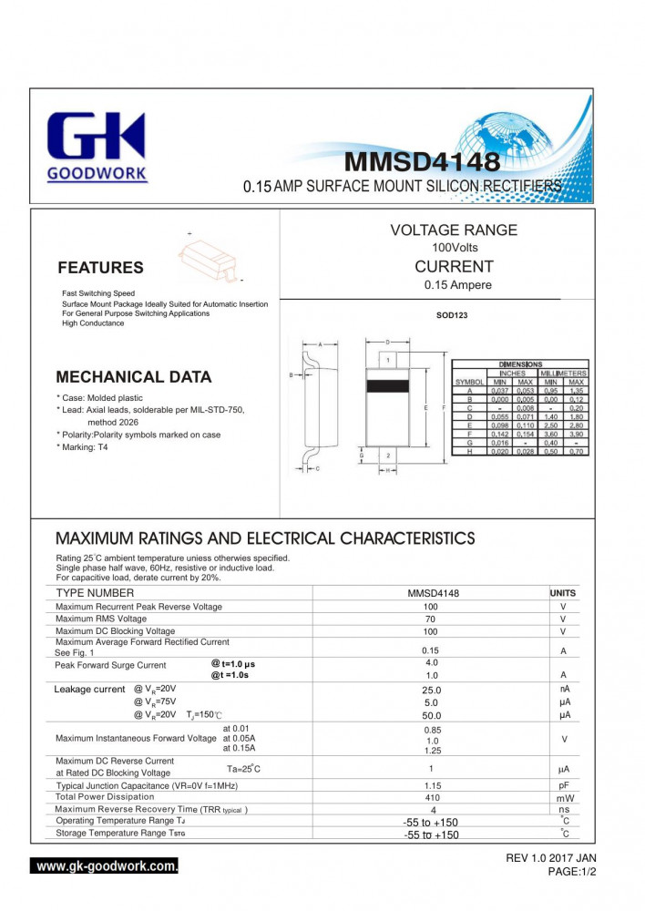 GOODWORK MMSD4148 datasheet page 1