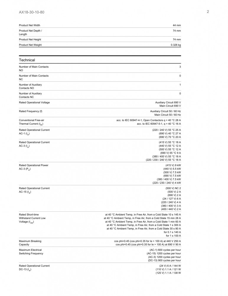 AX18-30-10-80 technical document page 2
