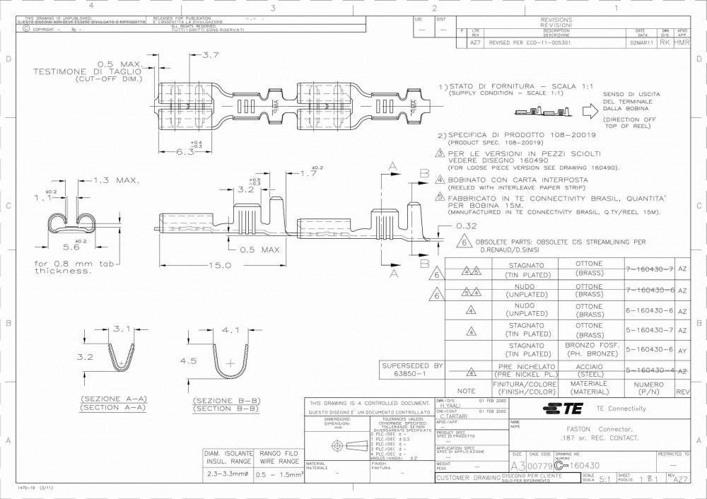 TE Connectivity 5-160430-7 technical document preview