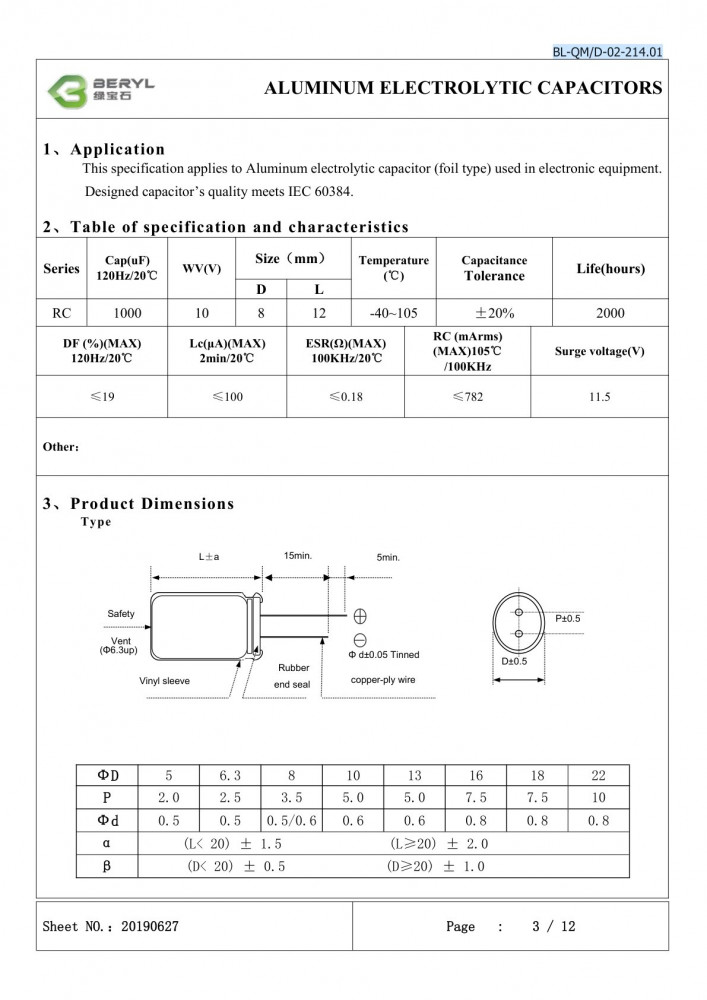 BERYL RC series datasheet page 2