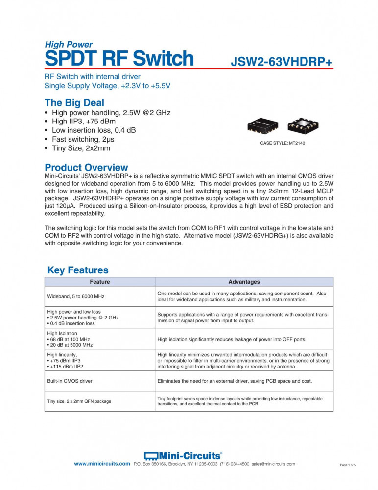 JSW2-63VHDRP+ technical document page 1