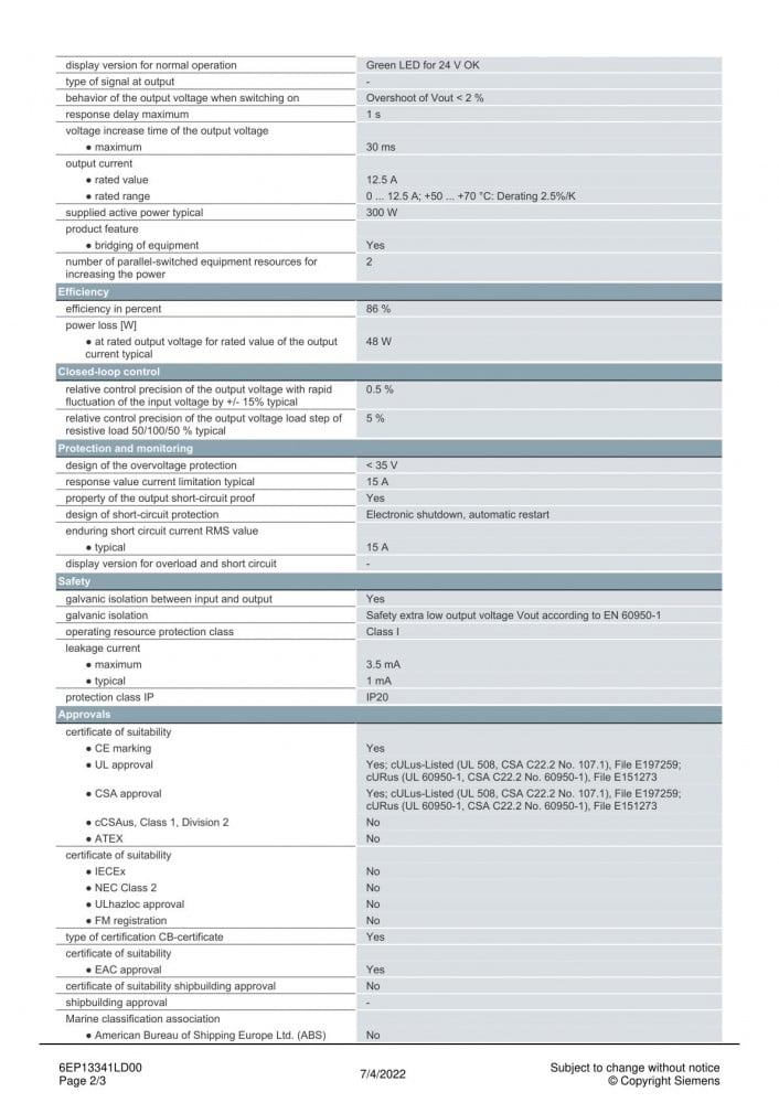 SIEMENS 6EP13341LD00 datasheet page 2